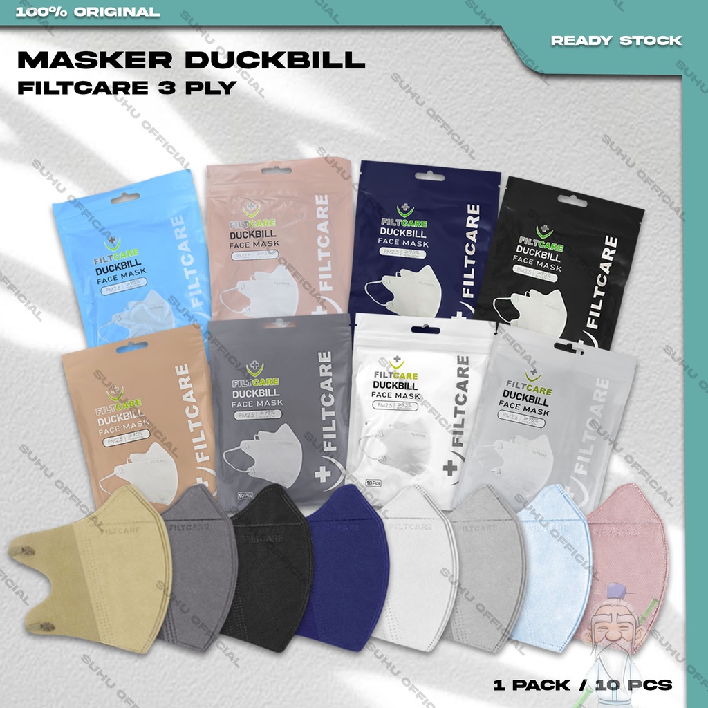 Jual Masker Duckbil FILTCARE 3Ply isi 10Pcs Putih Hitam Abu Warna ...