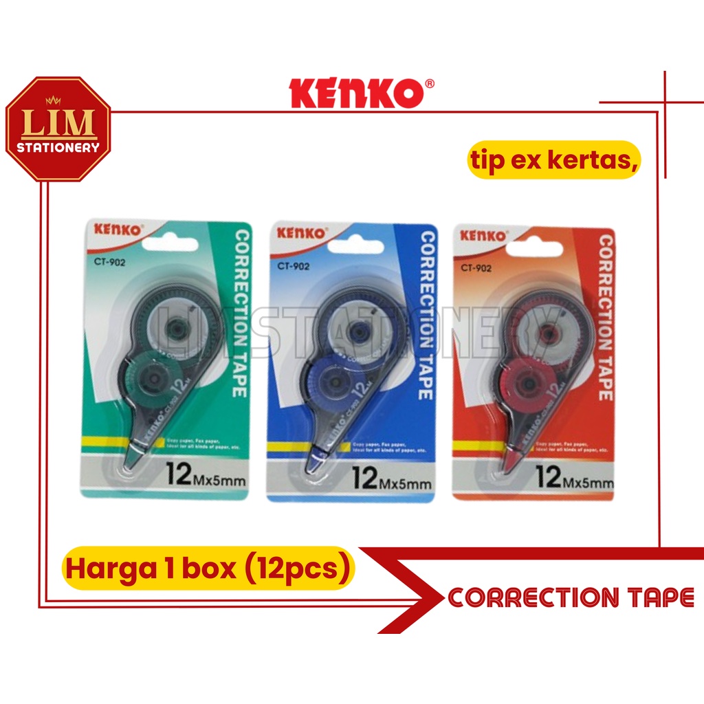 Jual TIP EX KERTAS / CORRECTION TAPE (12PCS) KENKO CT-902 | Shopee ...