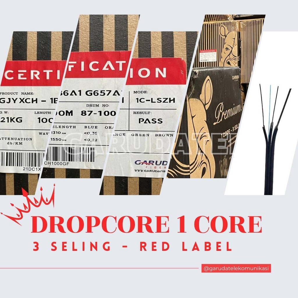 Jual via CARGO DROPCORE G657A1 GARUDA FIBER 1 CORE 3 SELING 1000 Meter ...