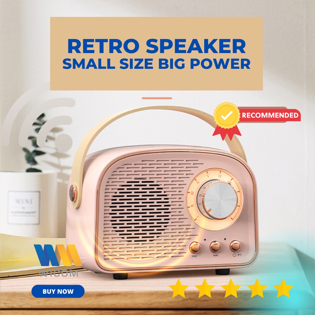 Jual Speaker Retro Portable DW21 Wireless Bluetooth FM Radio Speaker ...