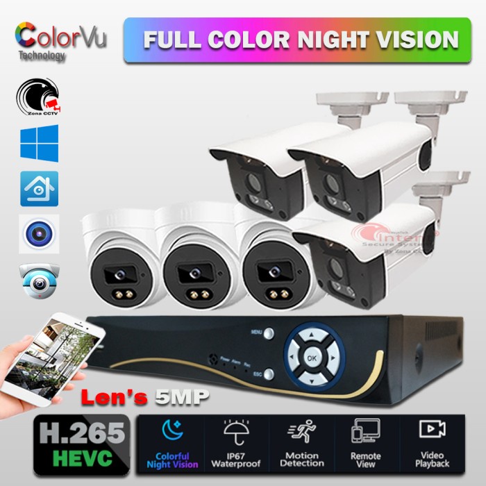 Jual Paket 6 Camera CCTV ColorVu Star Light Full Warna Siang Malam 24 ...