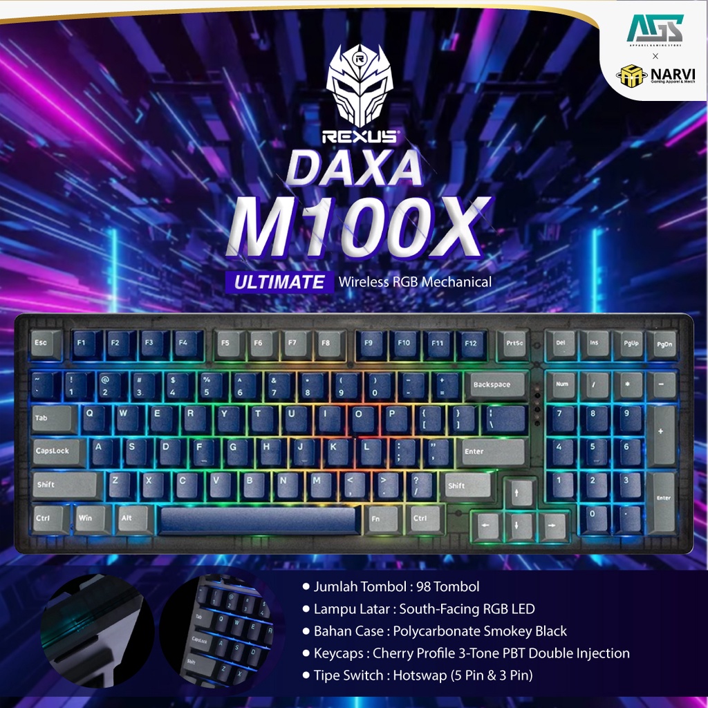 Jual Rexus Daxa M100X Ultimate Wireless RGB Mechanical - Gaming ...