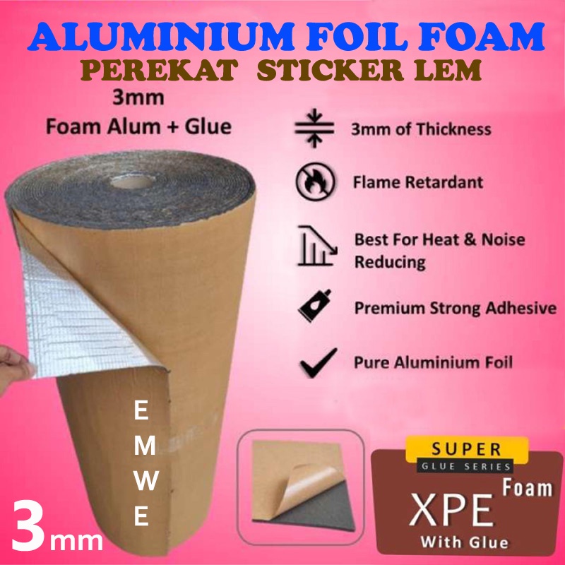 Jual (Panjang 1m x 1m) Aluminium Foil foam XPE Glue adhesive tape ...