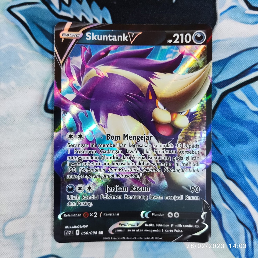 Jual pokemon Indonesia skuntank v 056/098 RR original | Shopee Indonesia