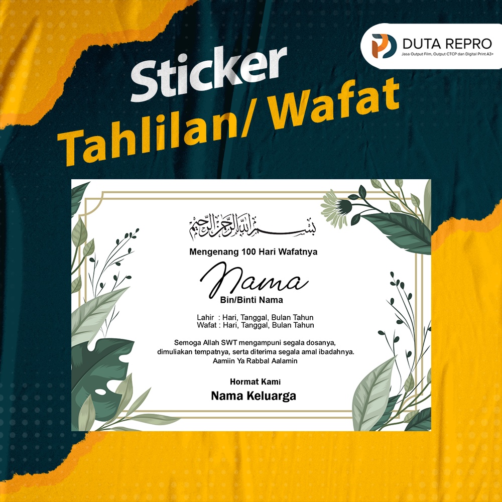 Jual STIKER TAHLIL / STIKER HARI WAFAT / STIKER MENGENANG HARI ...