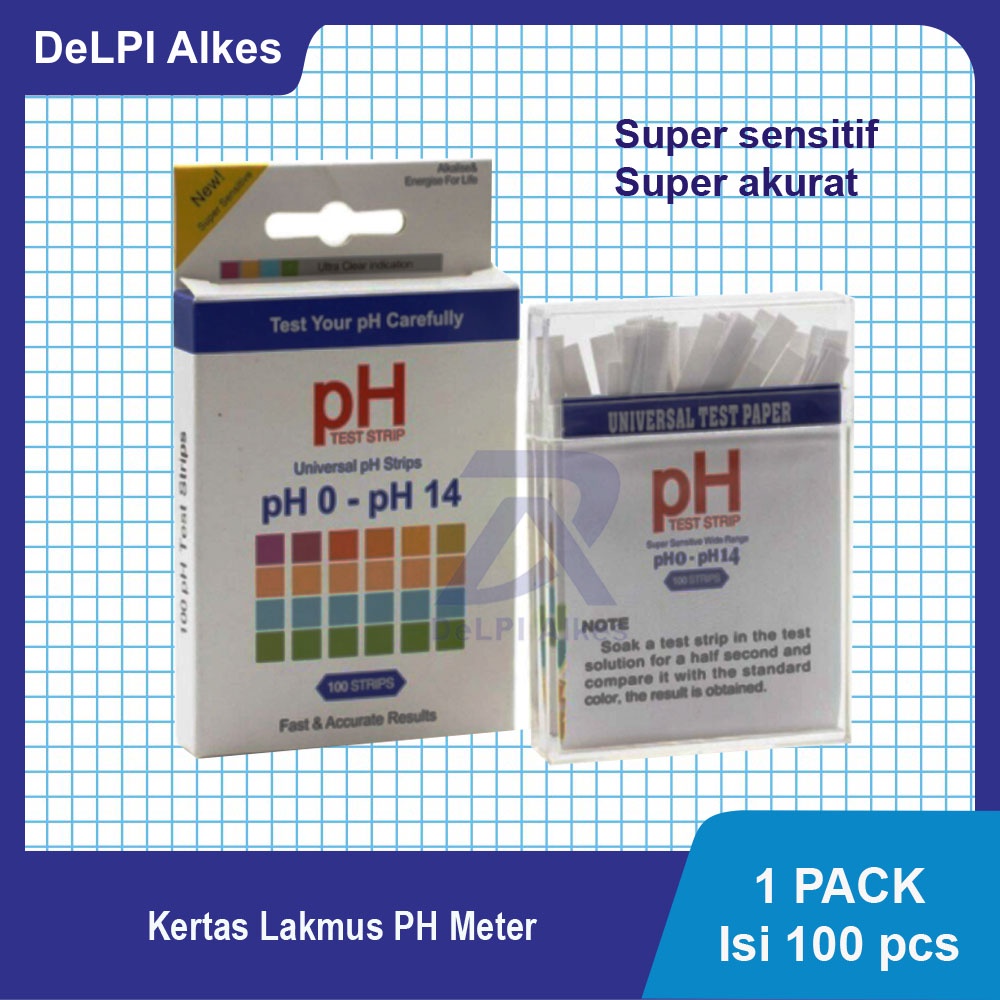 Jual Kertas Lakmus Strip pH Meter Universal Test Paper pH 0-14 Isi 100 ...