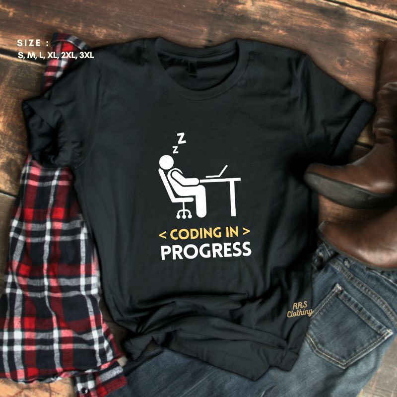 Jual Tshirt Kaos Jumbo Programmer Coding In Progress Buku Coding Shopee Indonesia