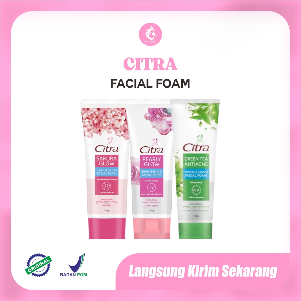 Jual Citra Facial Foam Pearly Glow, Green Tea, Sakura Glow 100ml / Citra Face Wash 100 ml ...