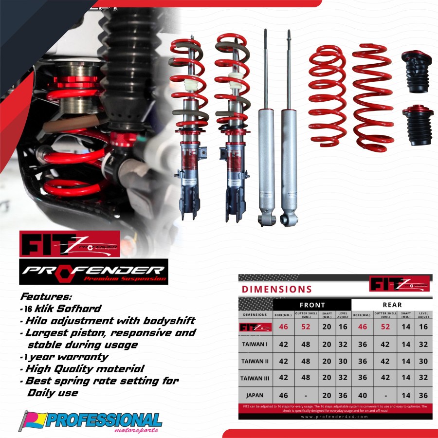 Jual Shockbreaker Suspensi COILOVER PROFENDER FITZ Mitsubishi Xpander ...