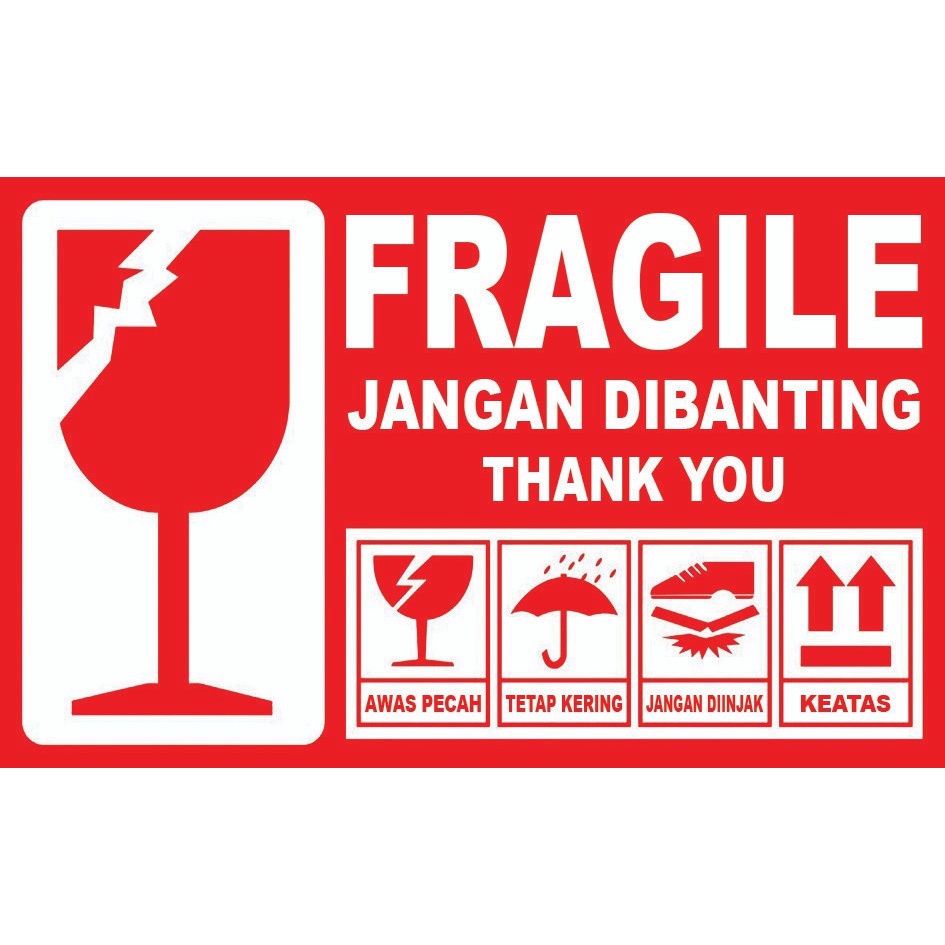 Jual 10 PCS STIKER FRAGILE JANGAN DIBANTING WARNA MERAH | Shopee Indonesia