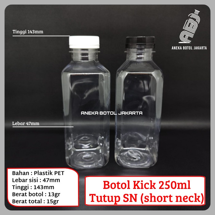 Jual Botol kick 250ml SN / Botol plastik 250ml SN / Botol kotak 25ml SN ...