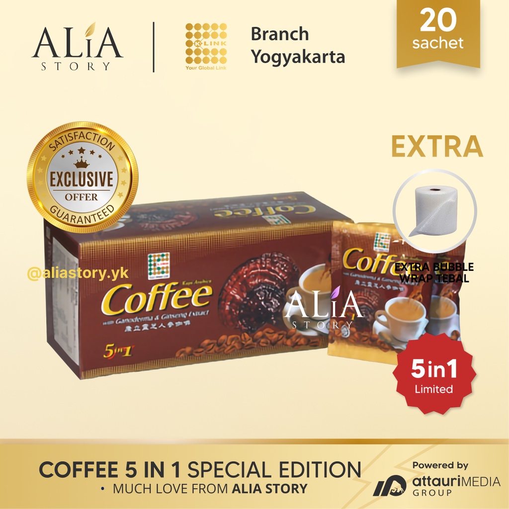 Jual [EXCLUSIVE] COFFEE 5 in 1 K-Coffe Original K-Link (1 Box isi 20 Sachet) Kopi Ginseng 5 in 1 ...