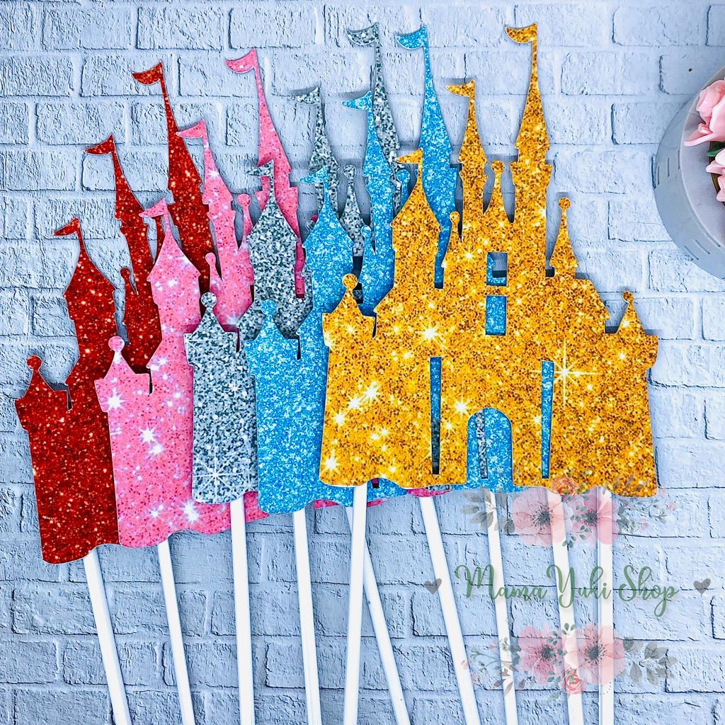 Jual CAKE TOPPER CASTLE PRINCESS GLITER / HIASAN KUE ISTANA PRINCESS ...