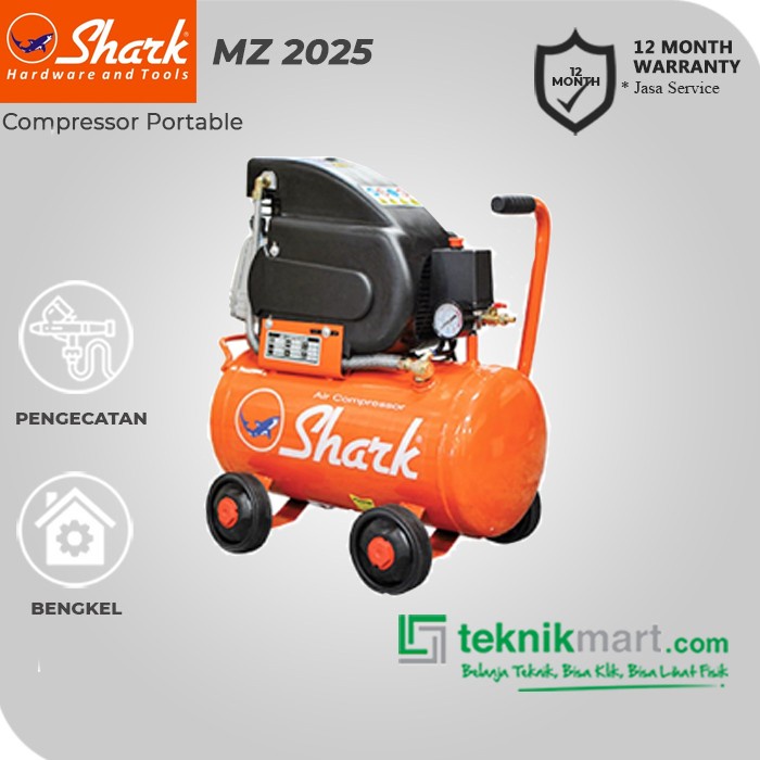Jual Terlaris Shark 2 Hp Mz 2025 Kompresor Angin Automatic Dengan Motor 2 Hp 1P | Shopee Indonesia