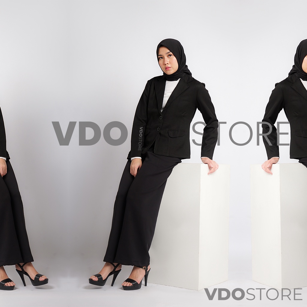 Jual BLAZER HITAM WANITA LD 100 110 120 ATASAN KERJA BLEZER BLEZZER M L ...