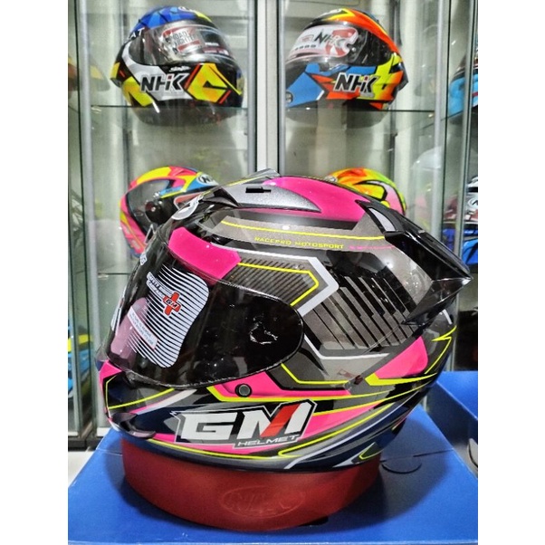 Jual HELM FULL FACE GM RACE PRO TUNER BLACK PINK GLOSSY | Shopee Indonesia