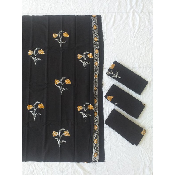 Jual Batik garutan semitulis bunga hitam-kuning | Shopee Indonesia