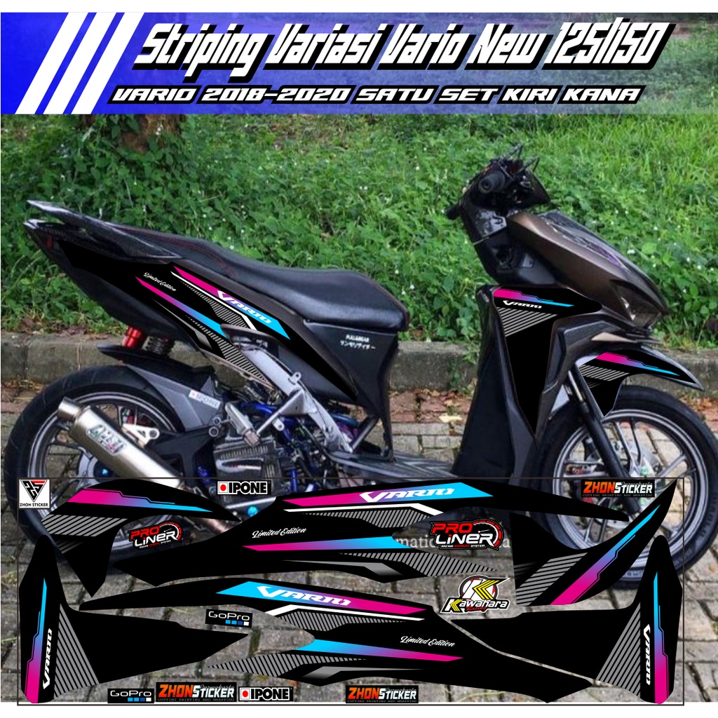 Jual sticker variasi honda motor vario new 125-150 striping plat bodi ...