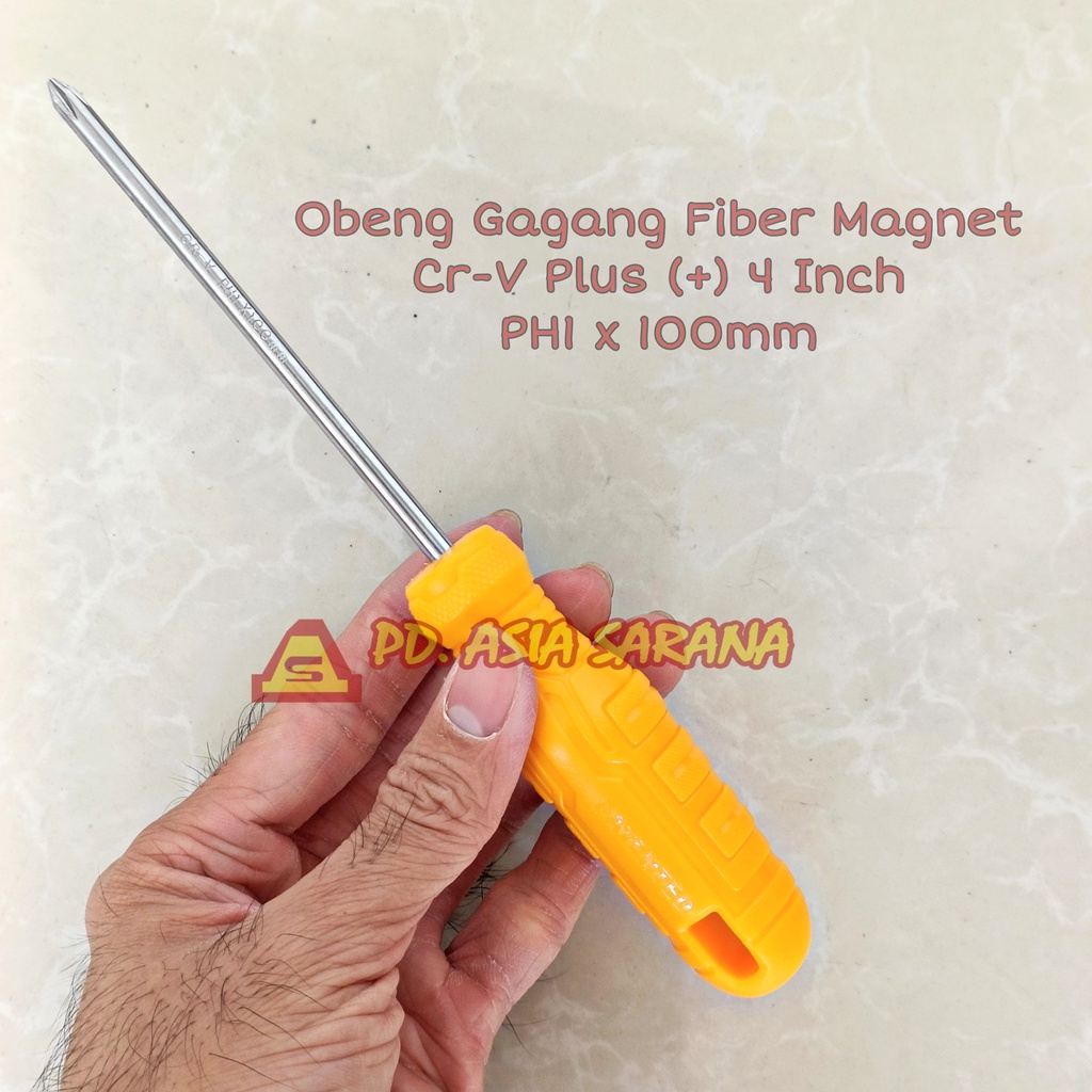 Jual Obeng Plus (+) PH1x100mm Magnet Gagang Fiber INGCO HS58PH1100 4 ...