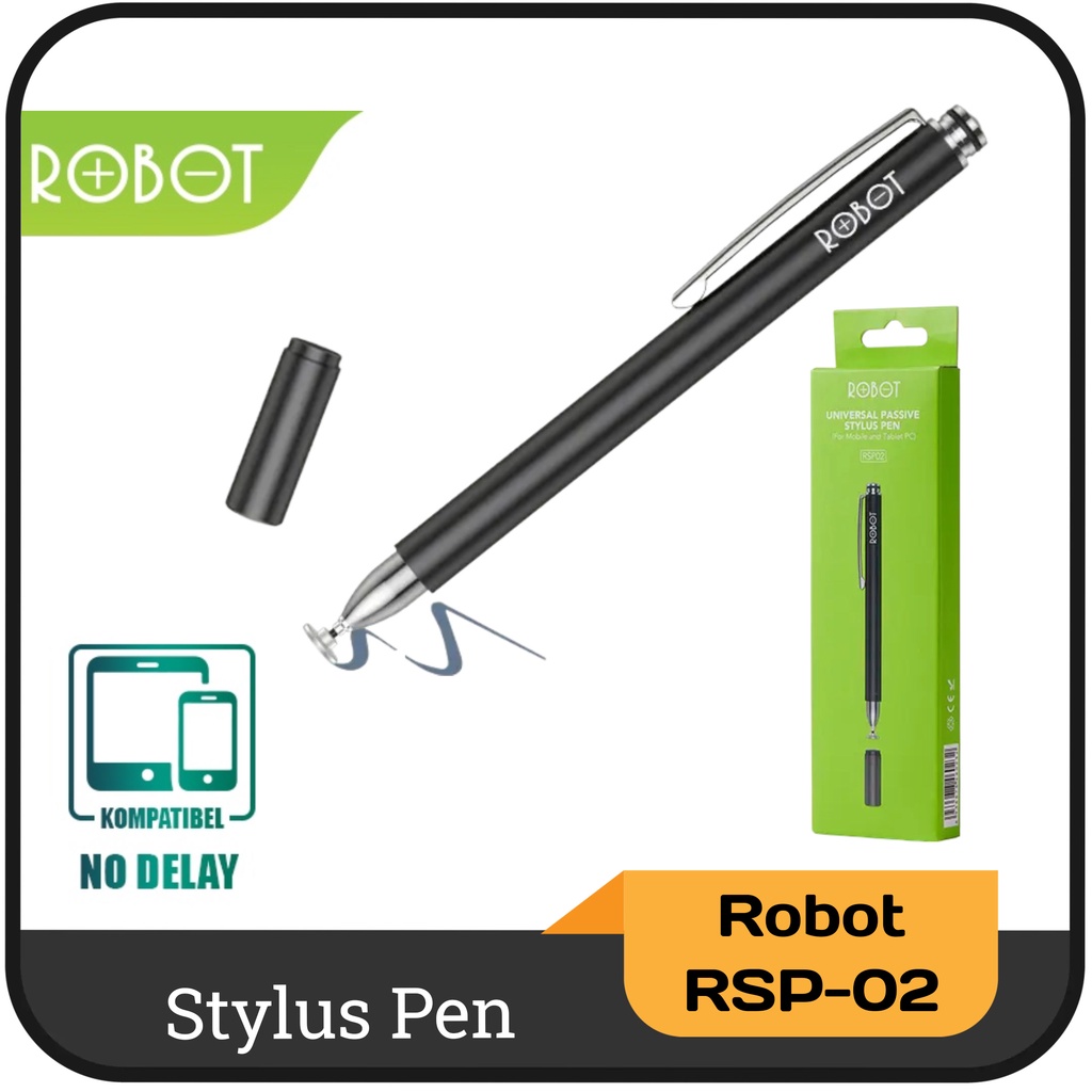 Jual Stylus Pen Robot RSP-02 Universal Capacitive Stylus Pen - Black ...