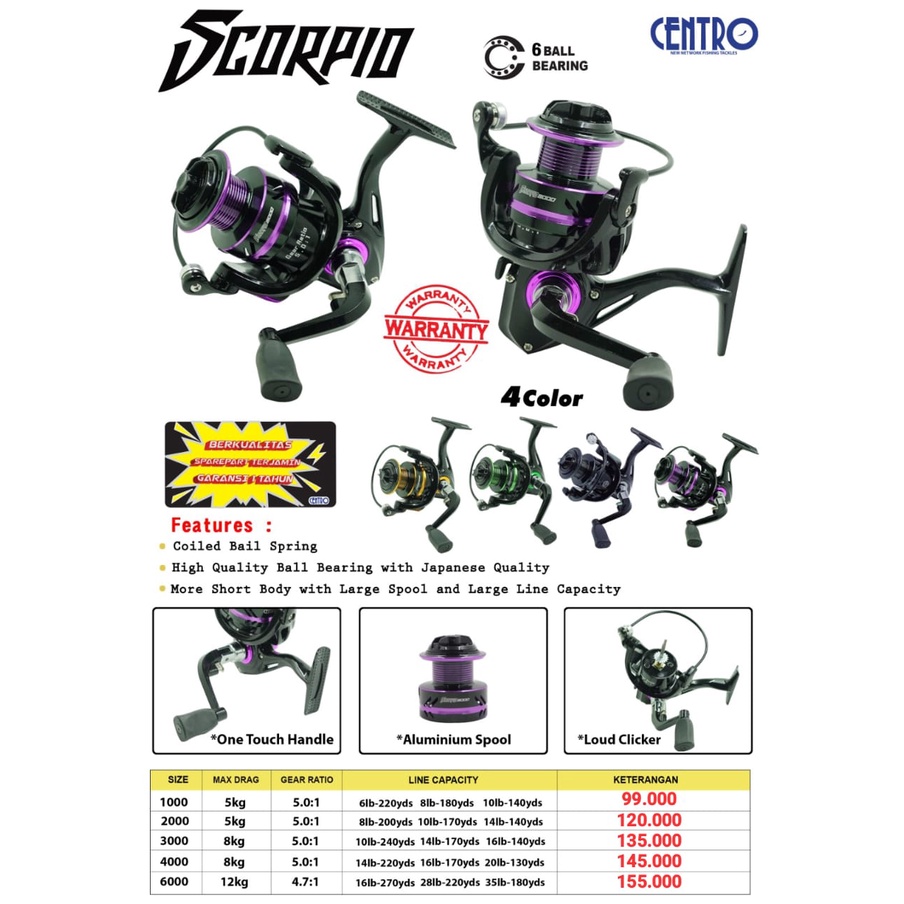 Jual Reel Pancing Centro Scorpio | Spinning | Shopee Indonesia