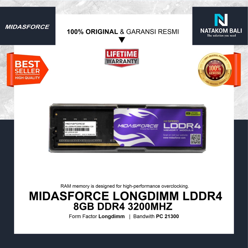 Jual RAM MIDASFORCE LONGDIMM 8GB DDR4 3200MHZ | Shopee Indonesia