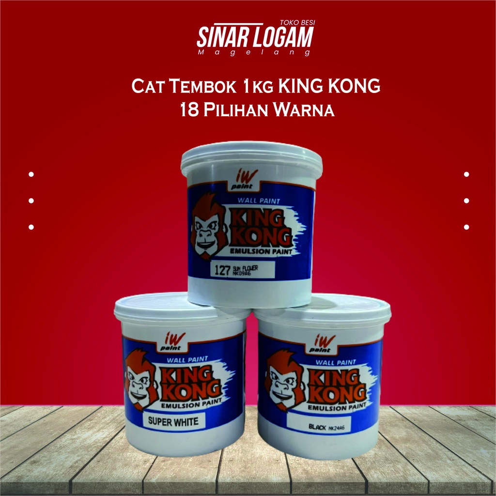 Jual CAT TEMBOK 1 KG INTERIOR EKSTERIOR KINGKONG 18 PILIHAN WARNA ...