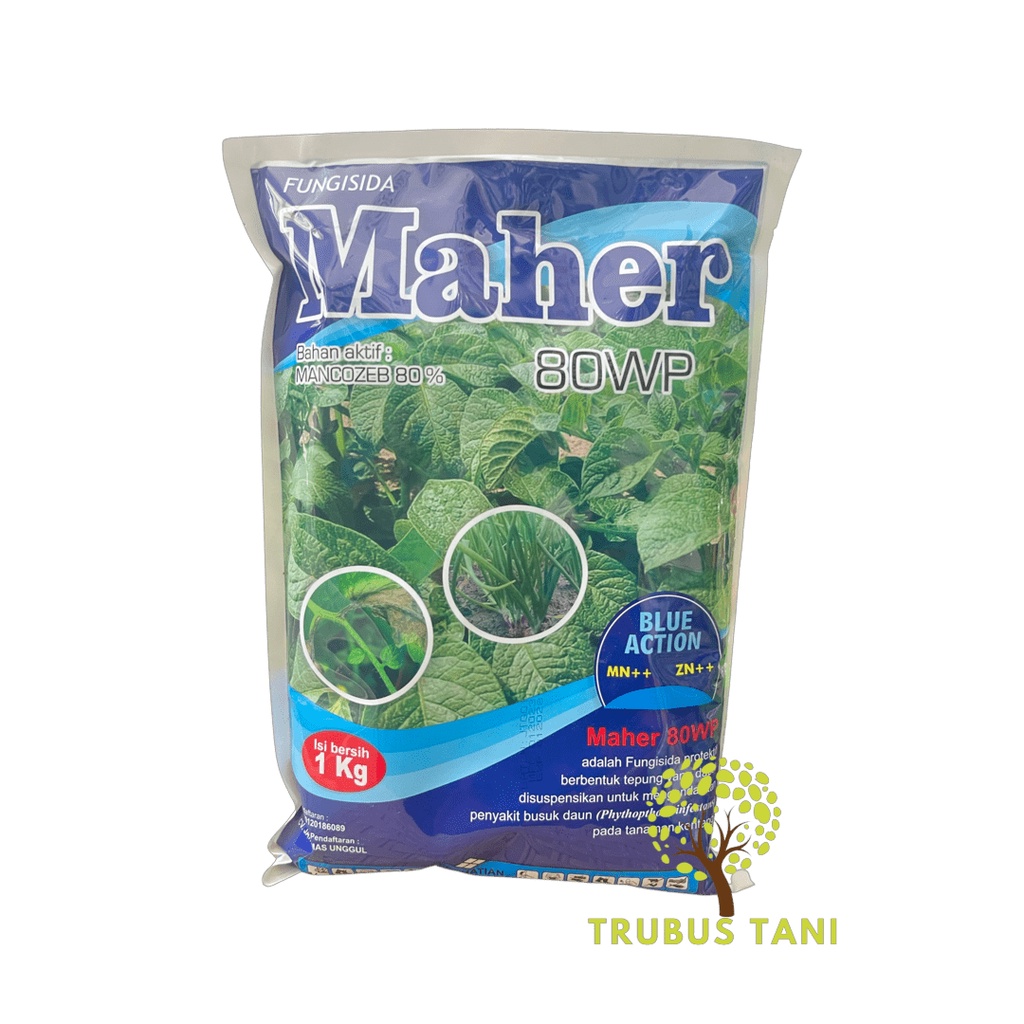Jual MAHER 80 WP FUNGISIDA MANCOZEB BIRU-1KG | Shopee Indonesia