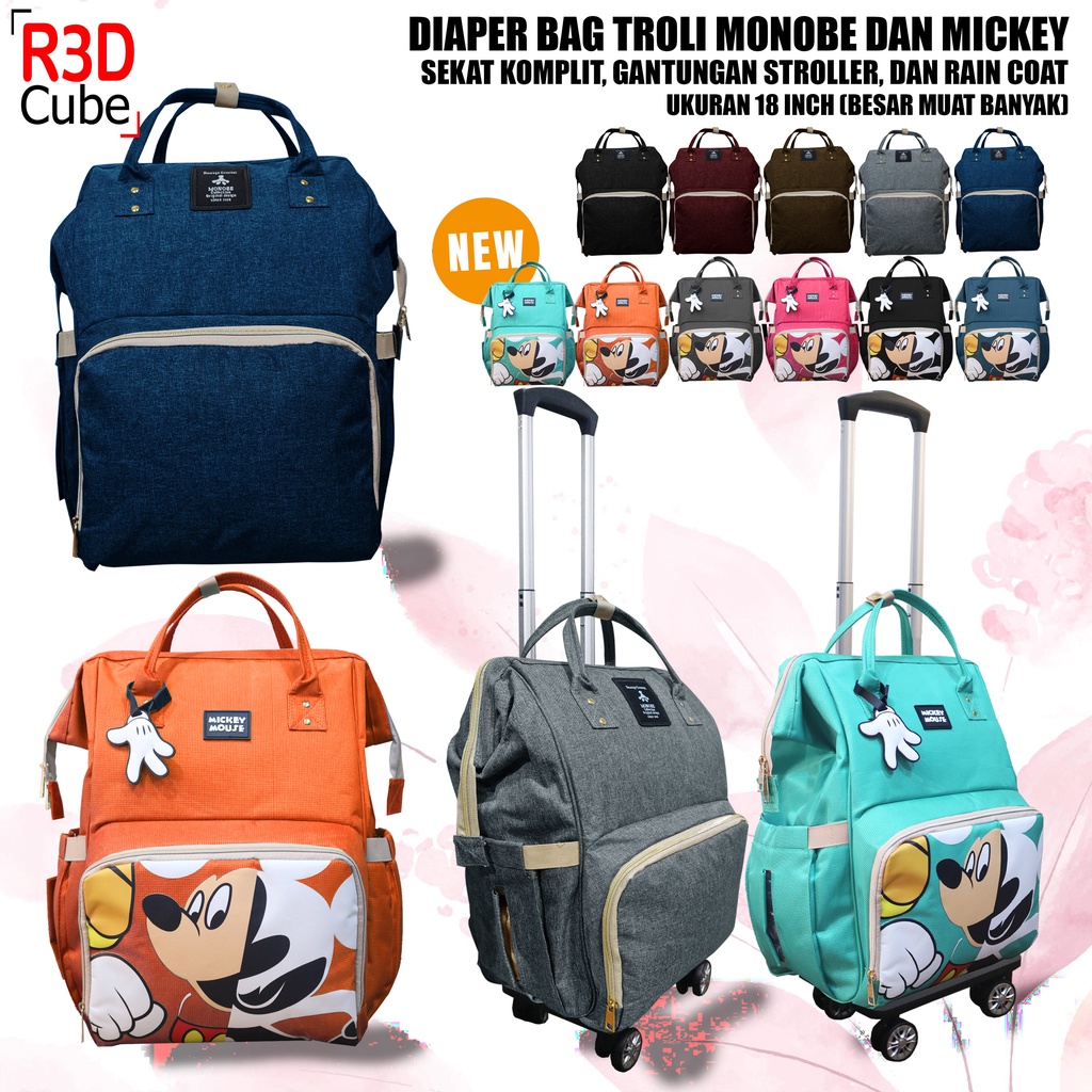 Jual Tas Ransel Troli Mickey MONOBE Sekat Lengkap Dapat Rain Coat dan ...