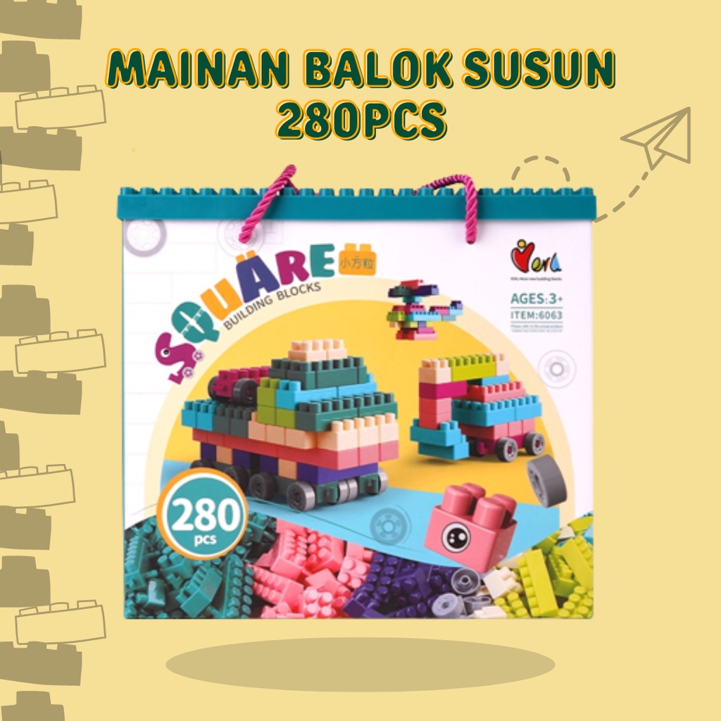 Jual Mainan balok susun plastik 280pcs kado hadiah anak usia 3 4 5 6 ...