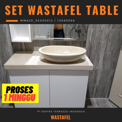 Jual Set Wastafel Table Top Terazzo 100x55x6 Teraso Wastafel 50x35x12 ...