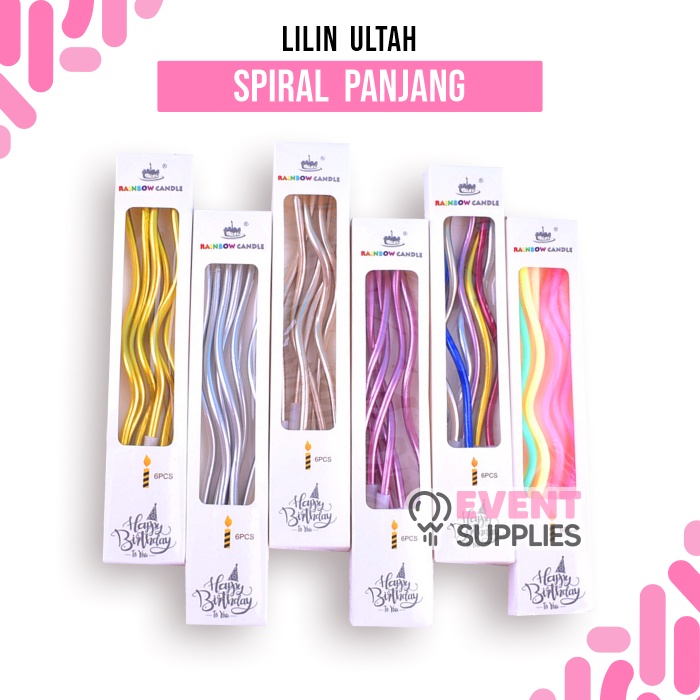 Jual Lilin Spiral Ulir Panjang Spiral Candle Glosy / lilin Ulang Tahun ...