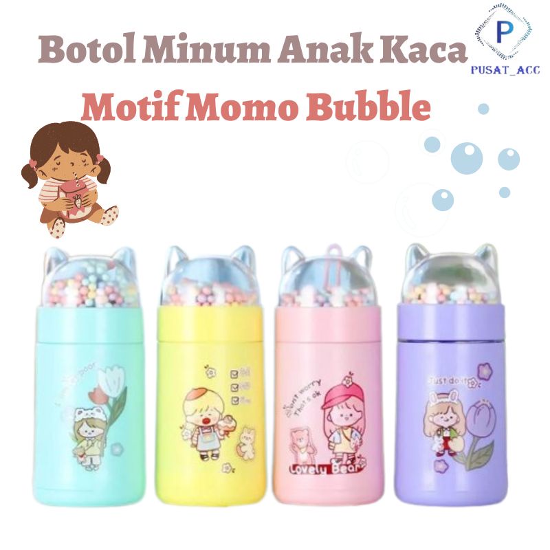 Jual BSM4 - Botol Minum Anak 350ml Botol Minum Kaca Karakter Momo ...