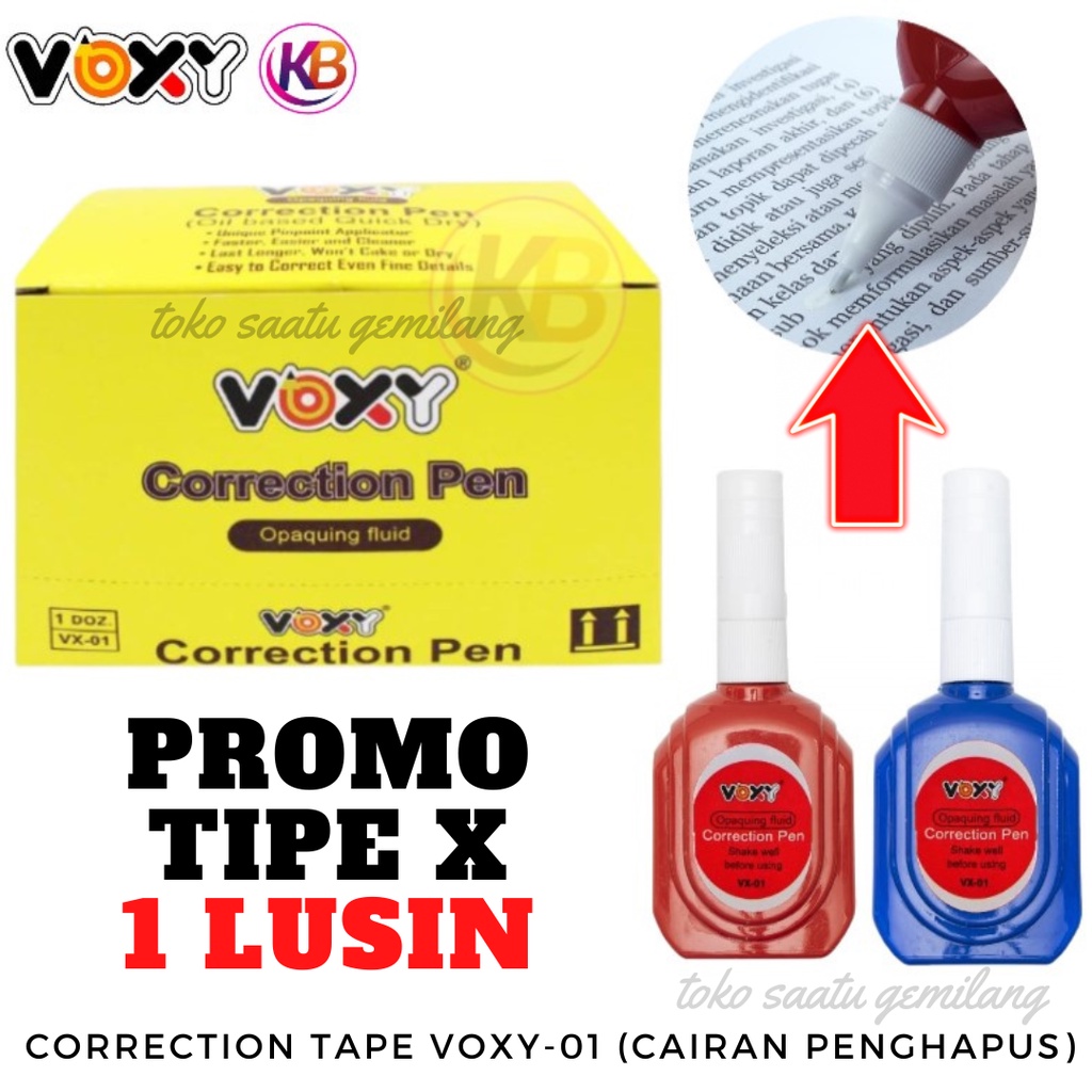 Jual 1 Pax (12 Pcs) Voxy Tip-ex Cair / Corr pen / Tipex Voxy-01 ...