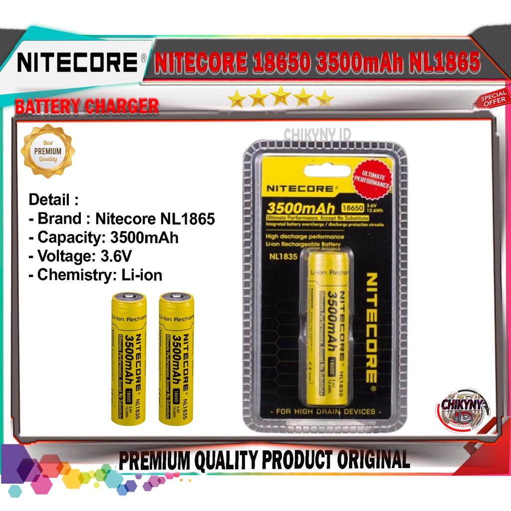 Jual BATTERY NITECORE 18650 3500mAh 3.6V NL1835 Li-Ion RECHARGEABLE ...
