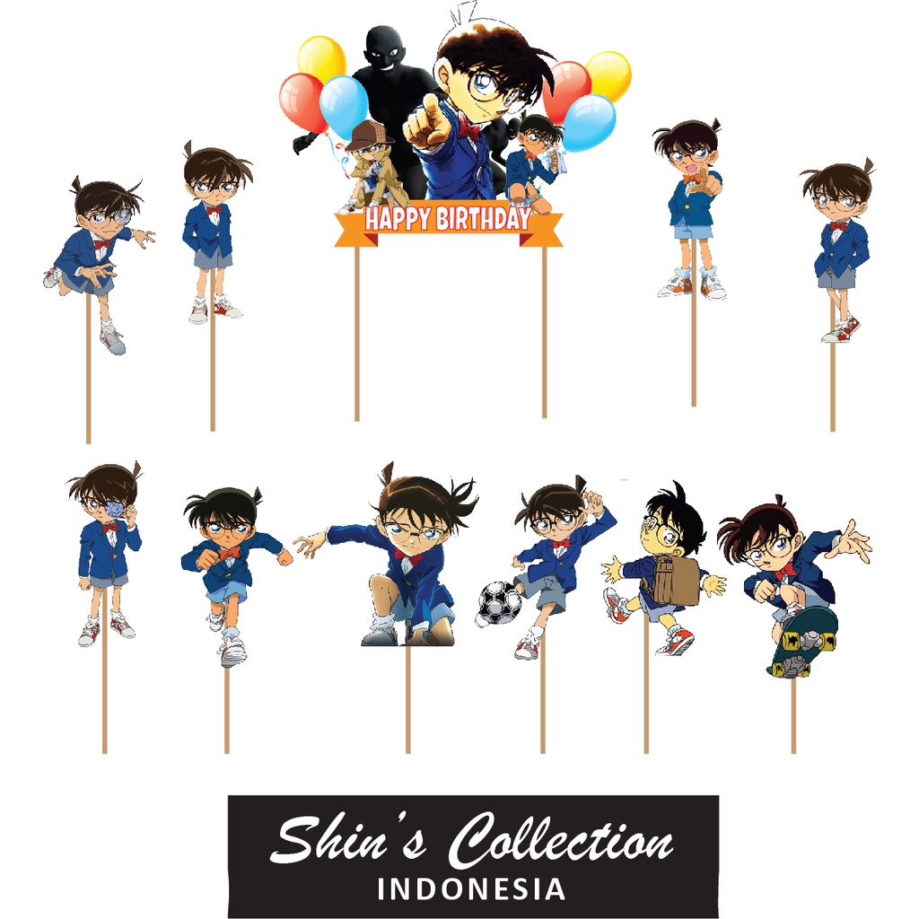 Jual Cake topper Detektif Conan Solo set isi 11 pcs | Shopee Indonesia