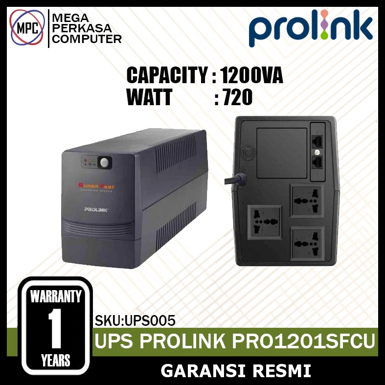 Jual UPS PROLINK PRO1201SFCU Super Fast Charging Line Interactive ...