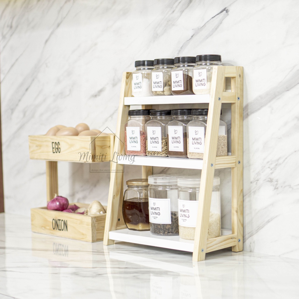 Jual RAK BUMBU DAPUR SERBAGUNA 3 SUSUN MEDIUM/ RAK KOSMETIK /RAK KAYU ...