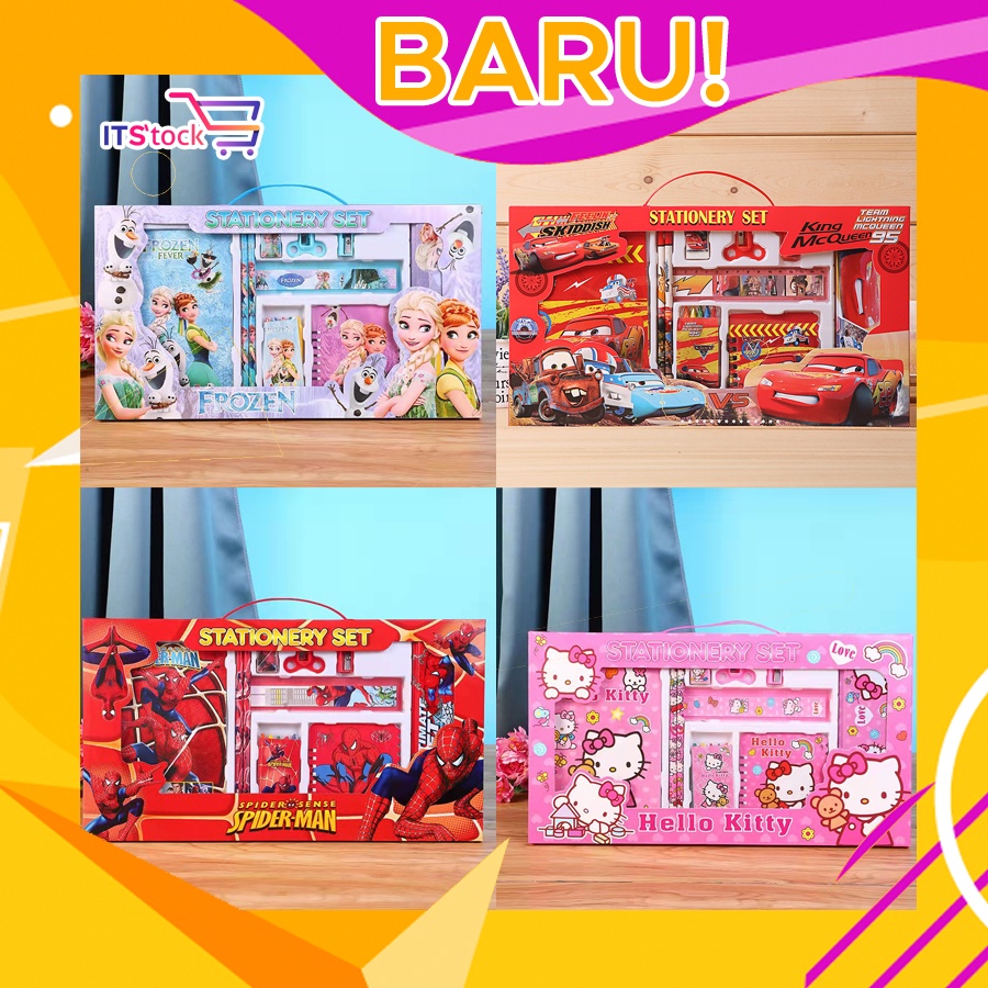 Jual Set Alat Tulis dan Gambar Anak Komplit Satu Box Karakter isi 10in1 ...