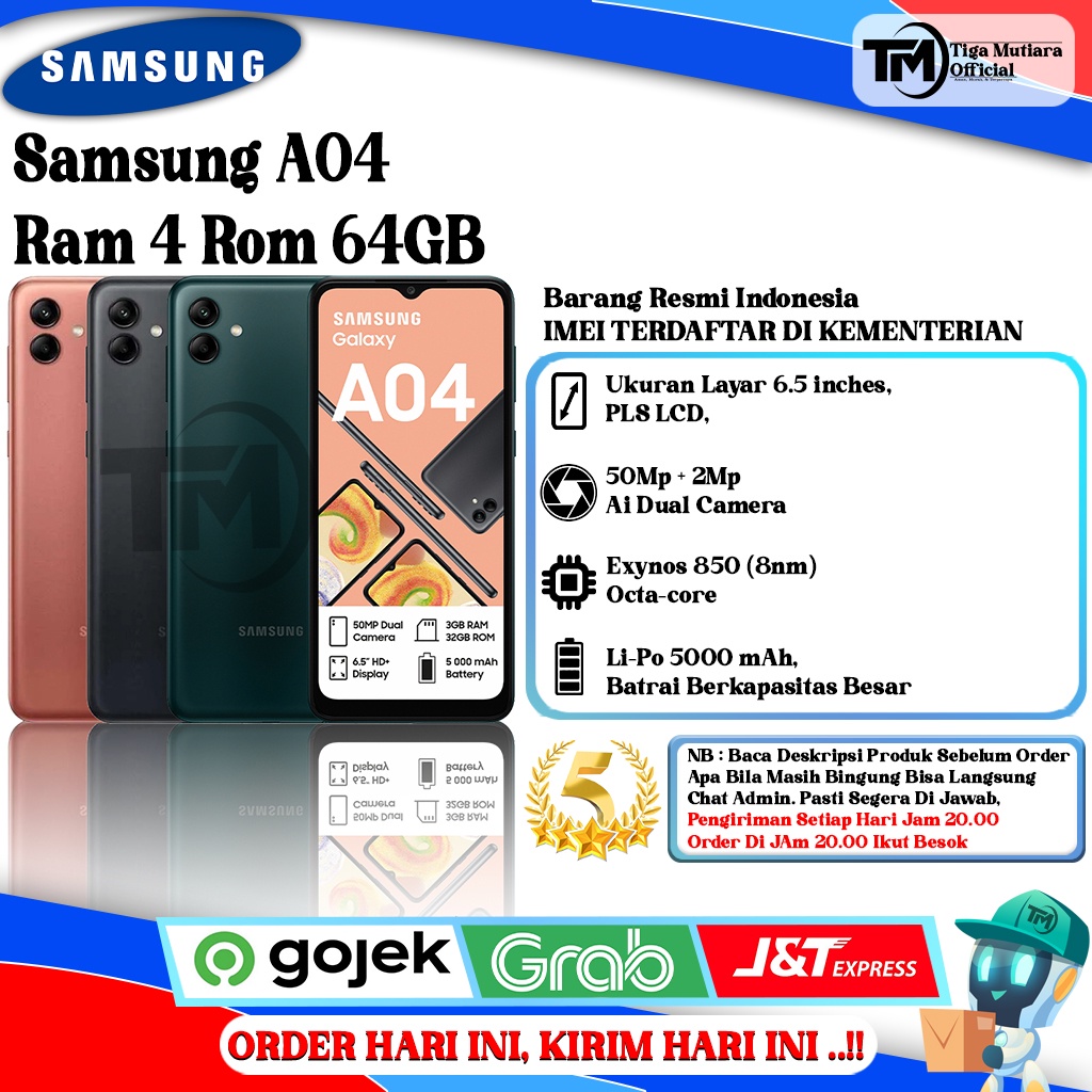 Jual Samsung A04 Ram 4 Rom 64GB Segel Original & Bergaransi Resmi ...
