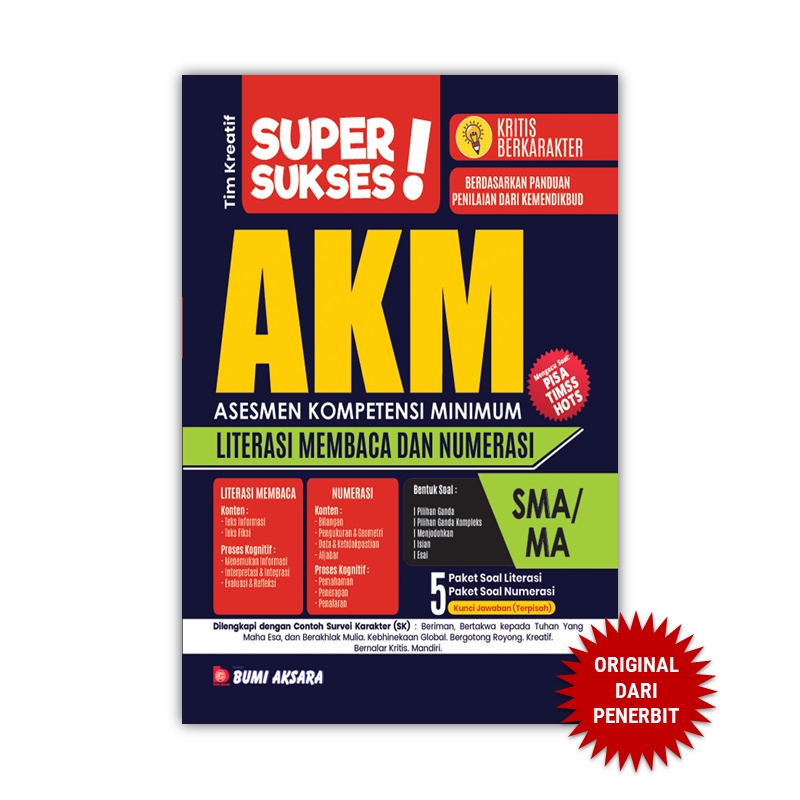 Jual Buku Super Sukses AKM SMA MA - Literasi Membaca dan Numerasi - Bumi Aksara | Shopee Indonesia