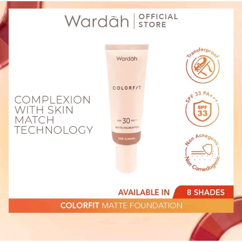 Jual WARDAH COLORFIT MATTE FOUNDATION-Liquid foundation dengan SPF30 ...