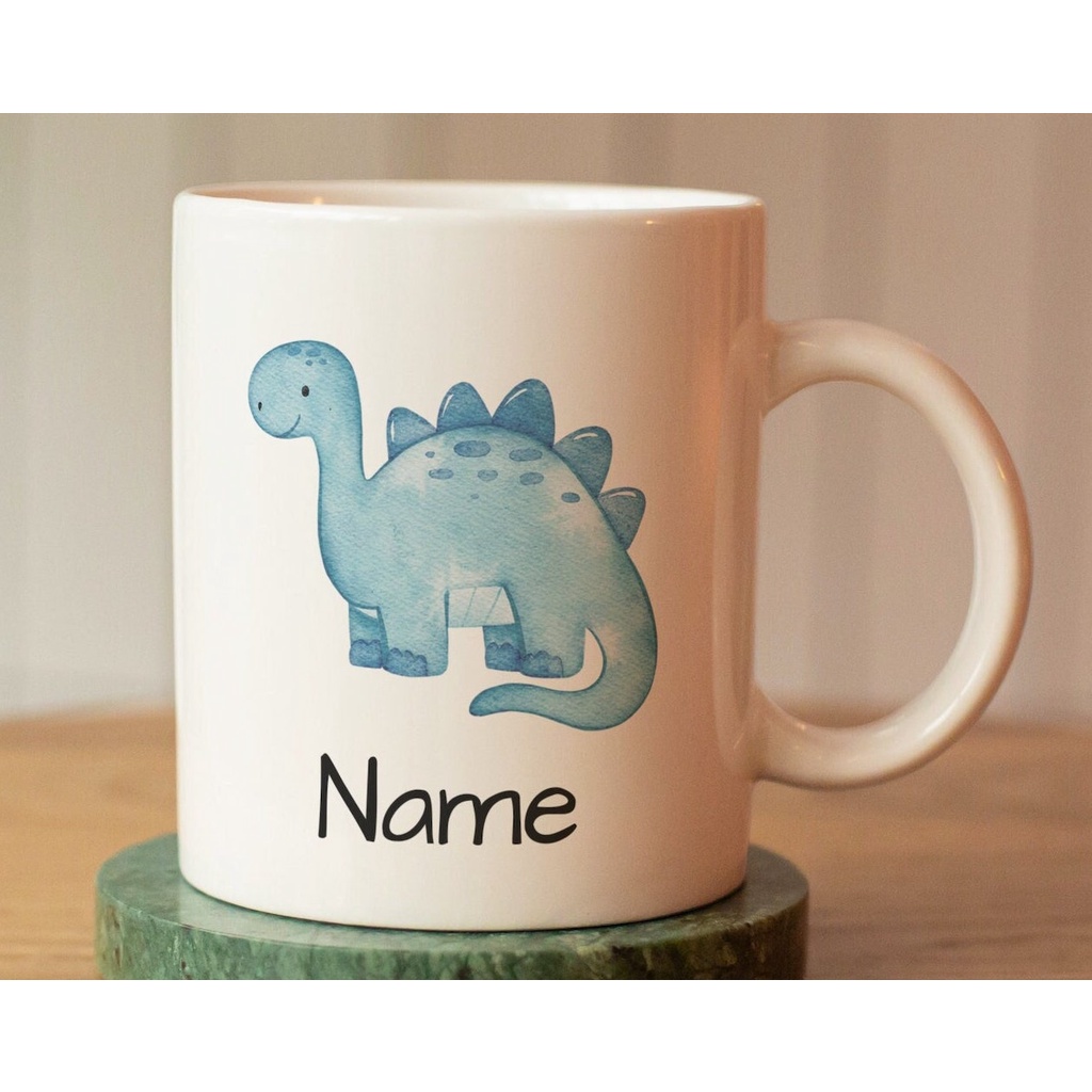 Jual Mug Gambar Dino Biru Lucu Custom Nama | Shopee Indonesia
