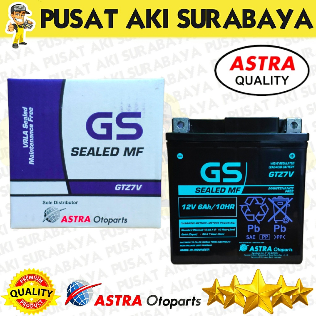 Jual RESMI ACCU GS ASTRA GTZ7V 12V 6AH AKI BERKUALITAS MOTOR SPRINT ...