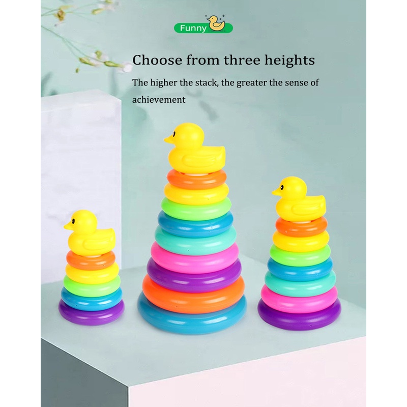 Jual MAINAN RAINBOW TOWER BEBEK RING DONAT SUSUN EDUKASI BAYI | Shopee ...