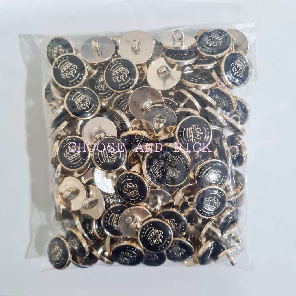 Jual Kancing Jas Epoxy Motif Mahkota Ukuran 15mm 20mm Isi 144pcs Emas ...