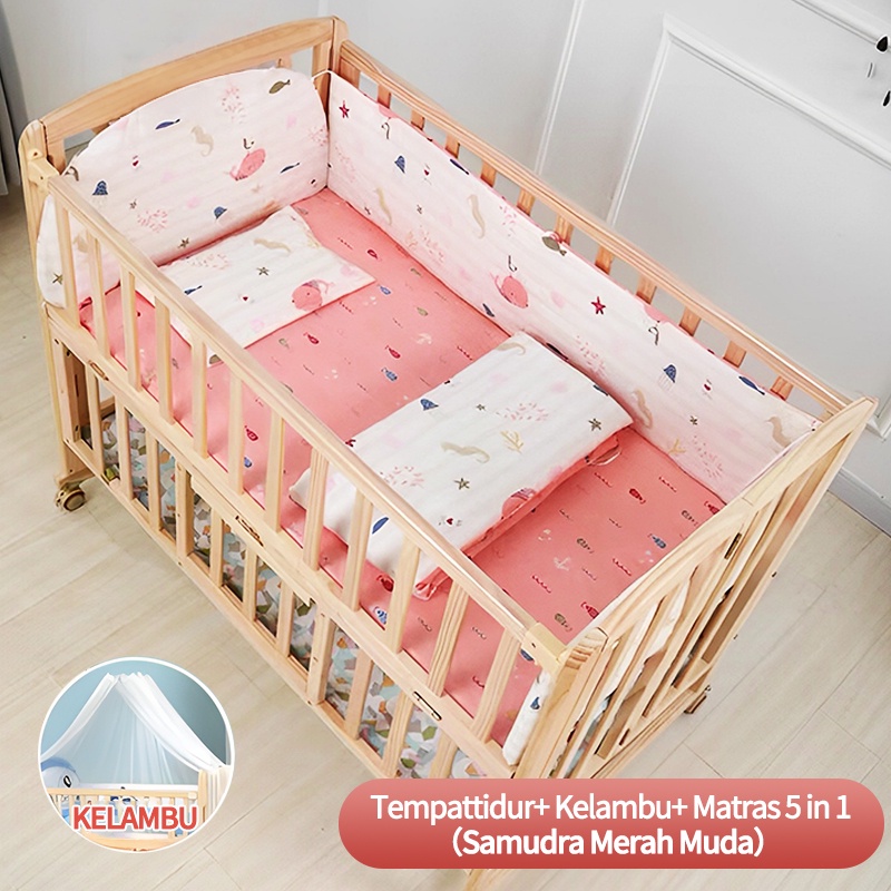 Jual Tempat Tidur Bayi Tempat Tidur Kayu Solid Multifungsi Tempat Tidur ...