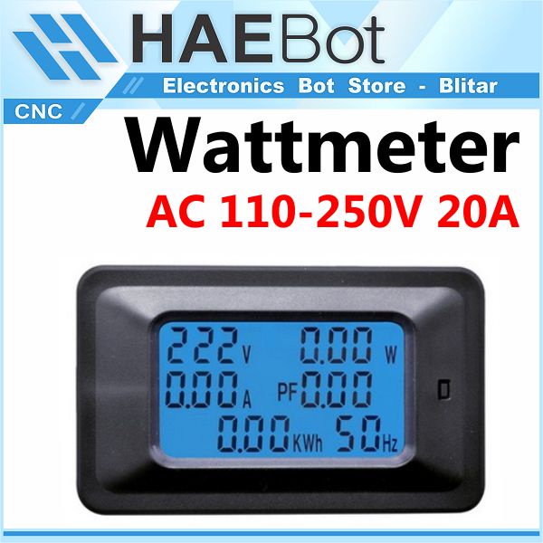 Jual [HAEBOT] Wattmeter Meteran Daya Volt Ampere 110 220V AC 20A LCD ...