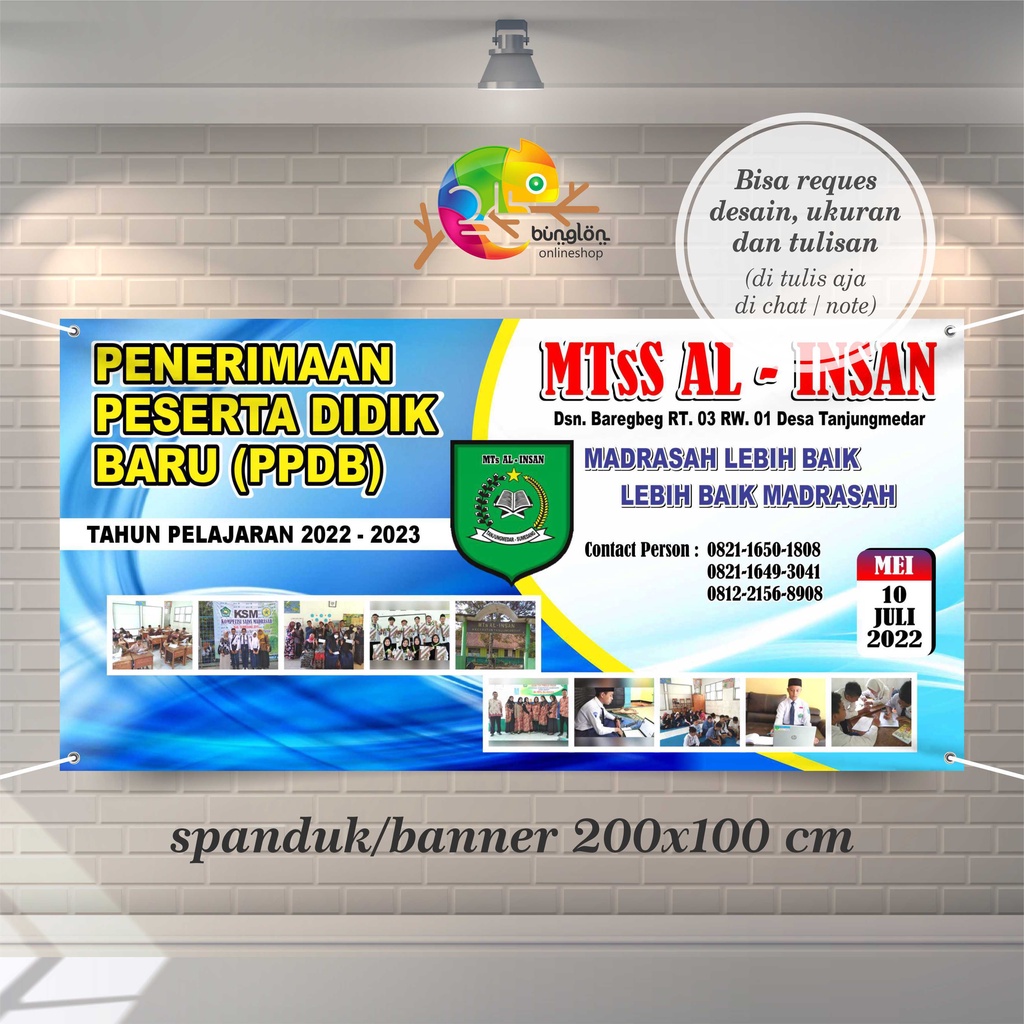 Jual Size 200x100 Cm, Spanduk Banner PPDB, Penerimaan Siswa Baru Custom ...