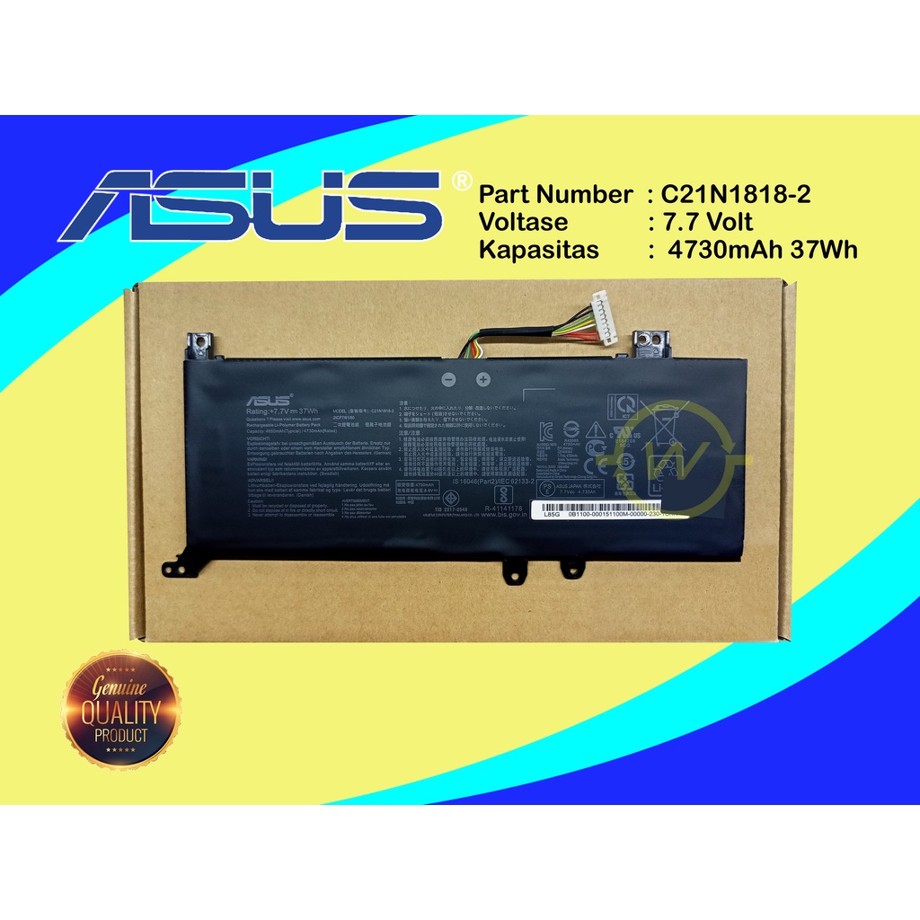 Jual Baterai Laptop Asus VivoBook A409 A509 X409 X509 Series B21N1818-2 ORIGINAL | Shopee Indonesia